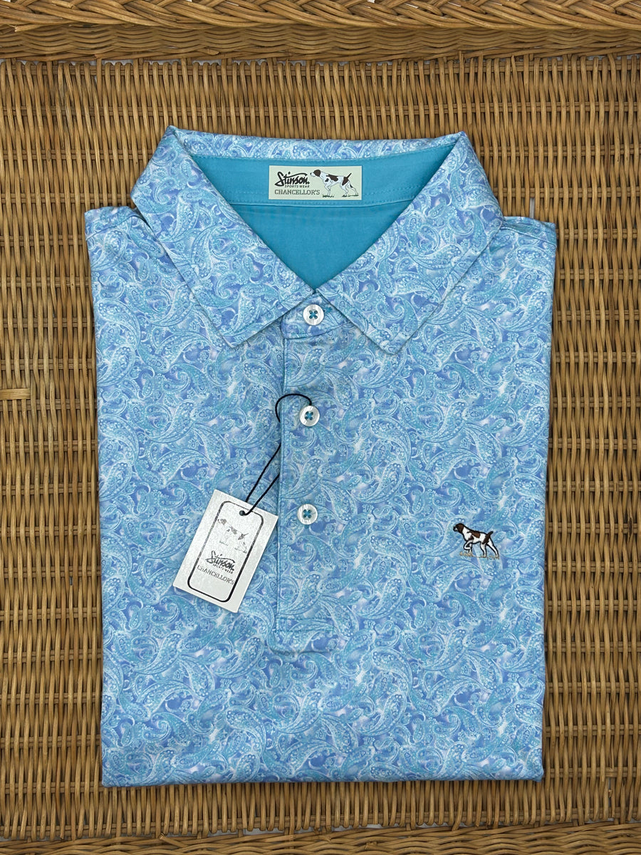 Stinson Short Sleeve Paisley Print Performance Knit Polo - Miami/Lt Bl ...