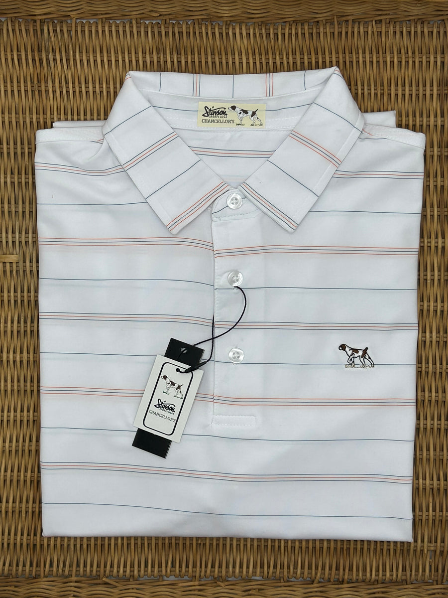 Stinson Short Sleeve Print Performance Knit Polo - White/Captain/Peach ...