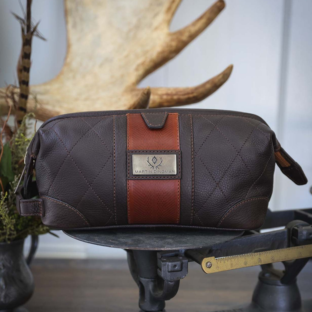 Martin Dingman Lodge Quilted Tumbled Saddle Leather Shave Case - Choco ...